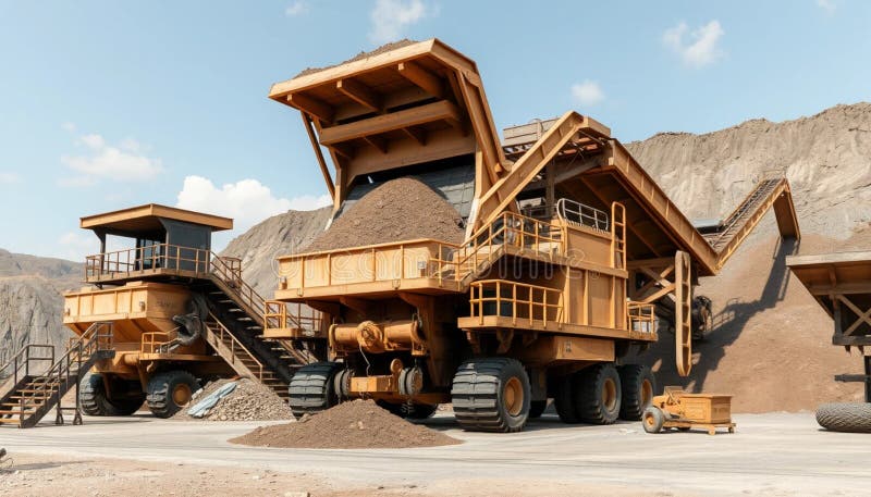Material Processing with Heavy Machinery at Quarry Site during Daytime ...