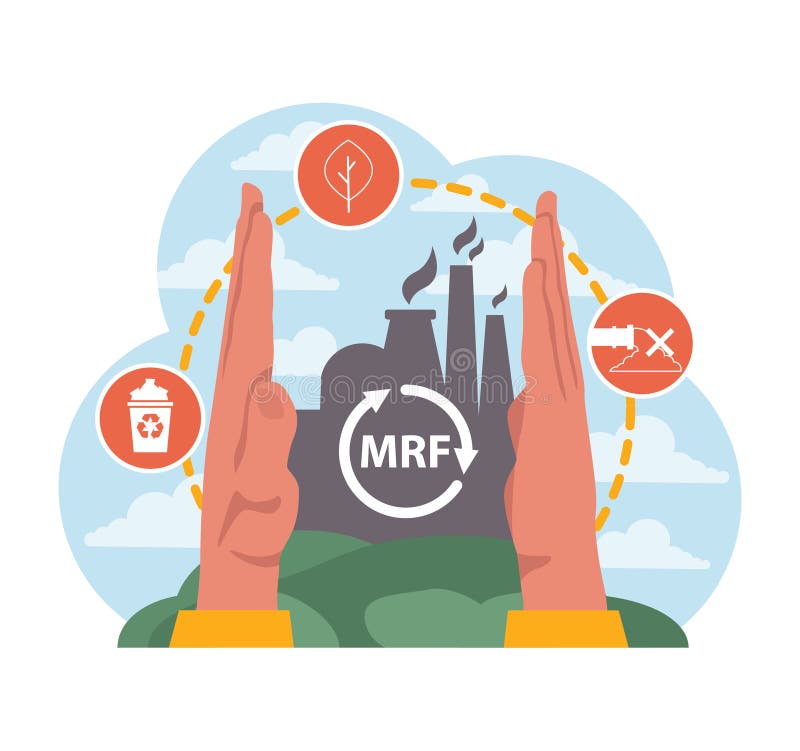 Material Recovery Facility Focus. Flat Vector Illustration Stock ...