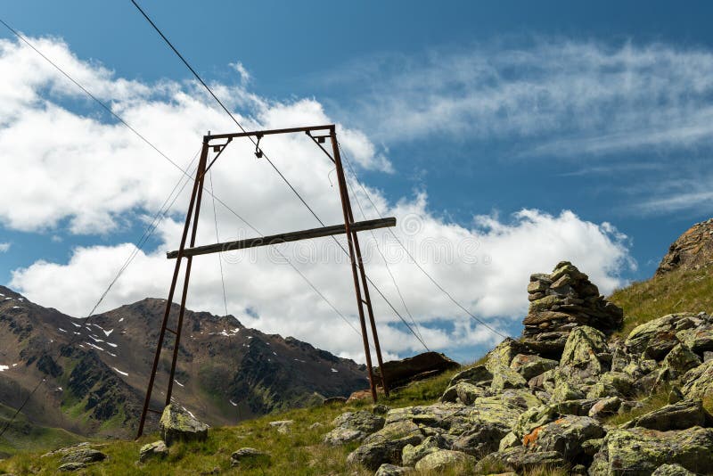 Material Ropeway in the Alps on a Sunny Day in Summer Stock Image ...