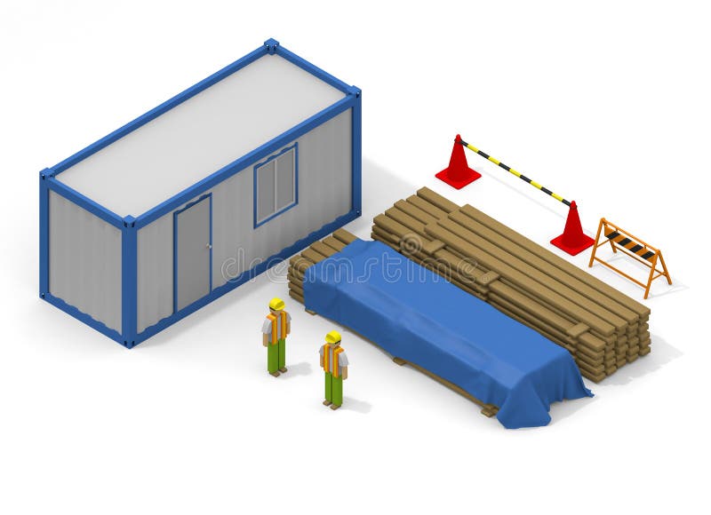 Material Storage Area at the Construction Site. Workers Resting at the ...