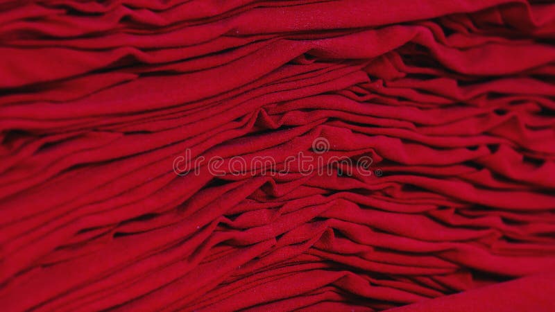 Material on the Textile Factory. Red Cloth Clothing Texture Material ...