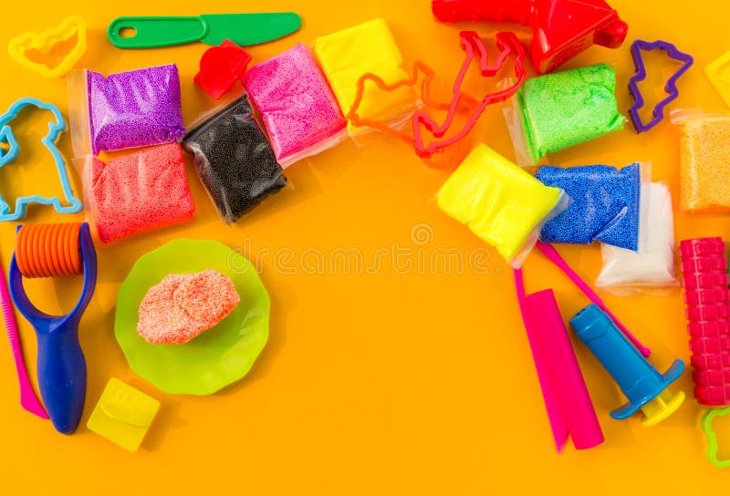 Material and Tools for Modeling Clay. Creative Lesson for a Child Stock ...