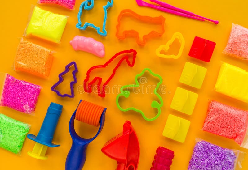 Material and Tools for Modeling Clay. Creative Lesson for a Child Stock ...