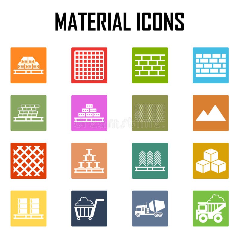 Sistema Del Icono De Los Materiales De Construcción, Estilo Simple ...