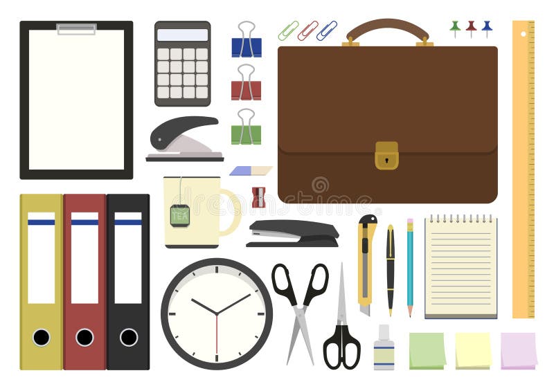 Icono De Materiales De Oficina En Diseño Plano Ilustración del Vector ...