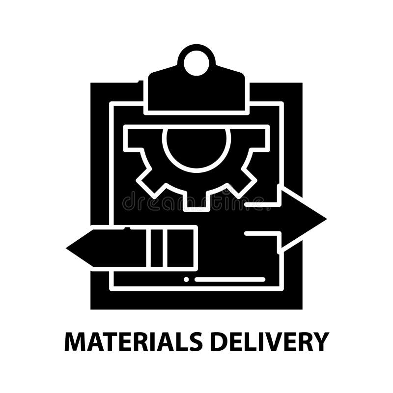 Materials Delivery Icon, Black Vector Sign with Editable Strokes ...