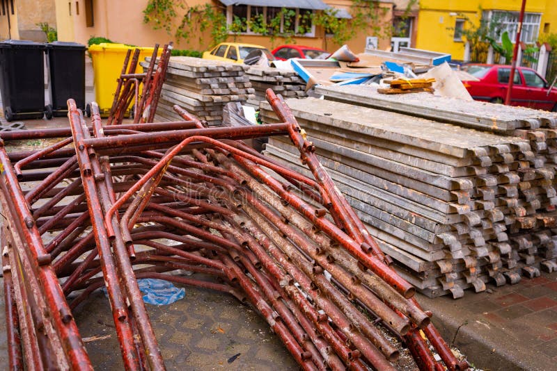 Materials and Equipment for Construction at Building Site Stock Image ...