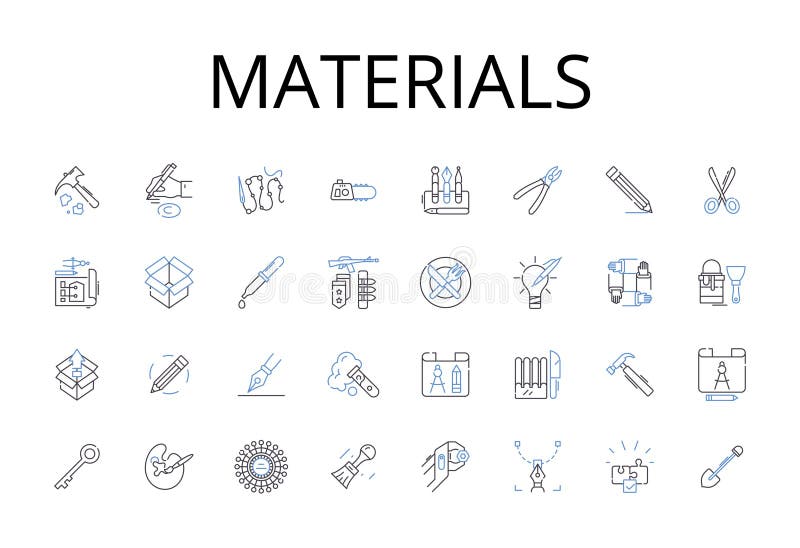 Materials Line Icons Collection. Comestibles, Ingredients, Elements ...
