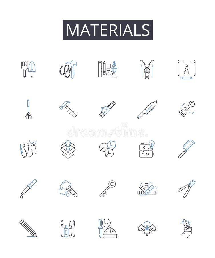 Materials Line Icons Collection. Comestibles, Ingredients, Elements ...