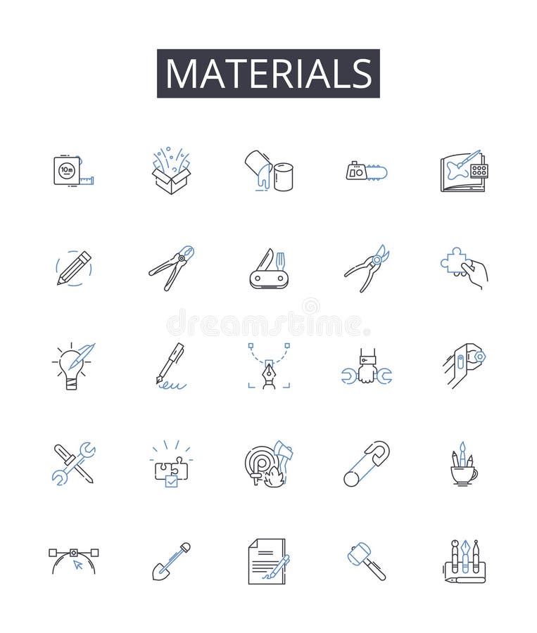 Materials Line Icons Collection. Comestibles, Ingredients, Elements ...