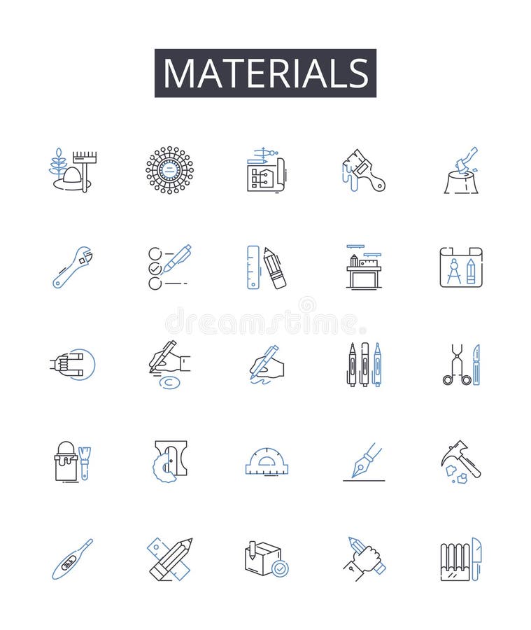 Materials Line Icons Collection. Comestibles, Ingredients, Elements ...