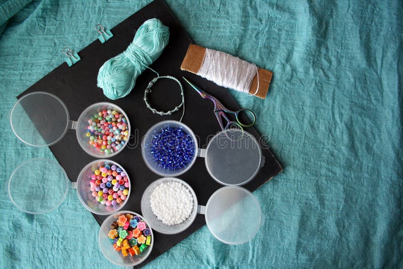 Materials for Making a Bracelet from Beads and Threads Stock Photo ...