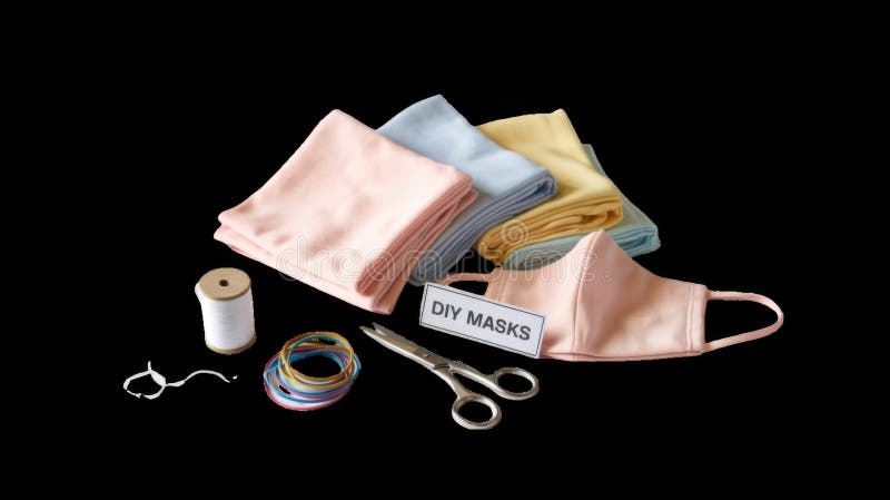 Diy Fabric Masks Materials and Handmade Mask on Transparent Background ...