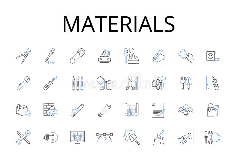 Materials Line Icons Collection. Comestibles, Ingredients, Elements ...