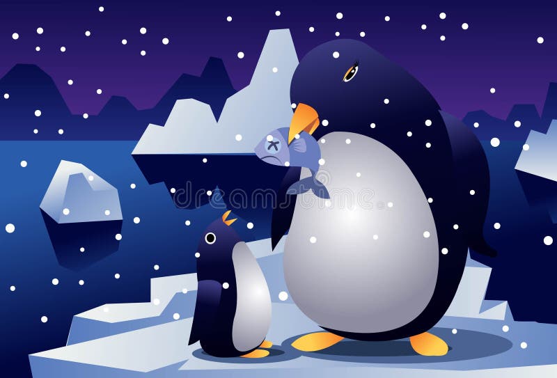 Maternal Instincts the Penguin Way Stock Illustration - Illustration of ...