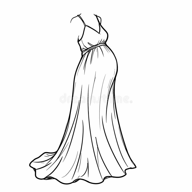 Maternity Dress Illustration in Elegant Style on White Background Stock ...
