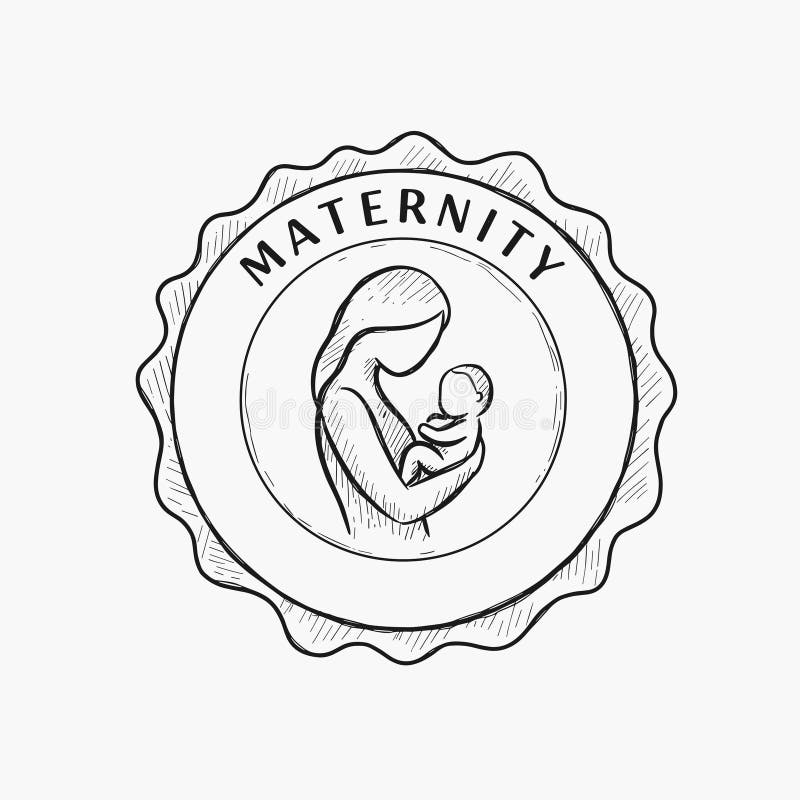 Maternity Emblem Representing Mother and Child in a Circular Design ...