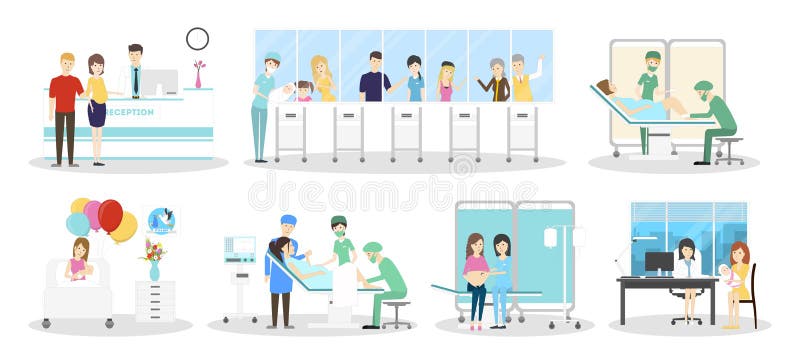 Maternity hospital set. stock vector. Illustration of graphic - 92464343