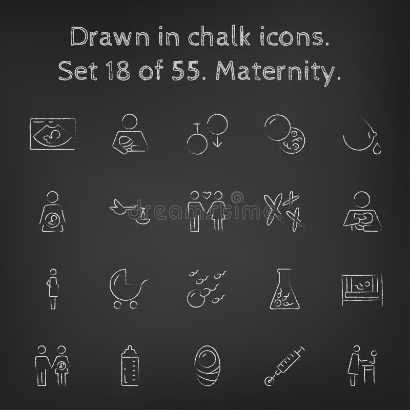 Maternity Icon Set Drawn in Chalk Stock Vector - Illustration of couple ...