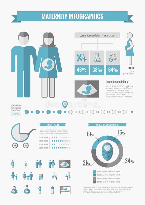 Maternity Infographic Elements. Stock Vector - Illustration of couple ...