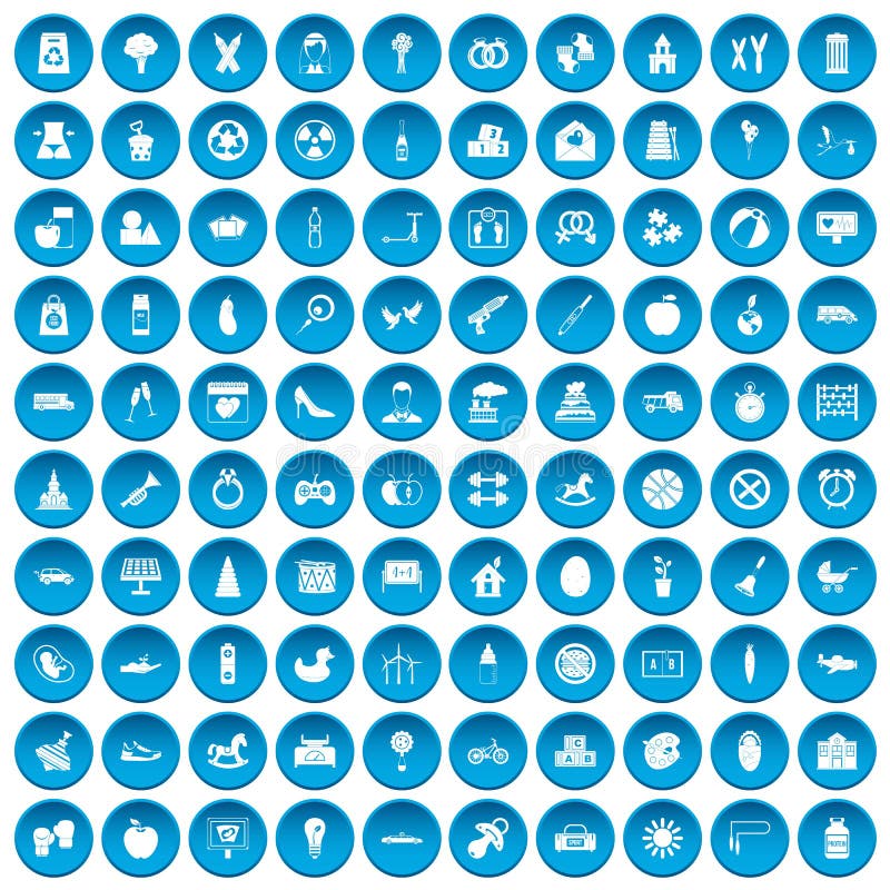 100 Maternity Leave Icons Set Blue Stock Vector - Illustration of ...