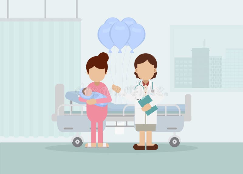 Maternity Ward with Newborn Baby Stock Vector - Illustration of infant ...