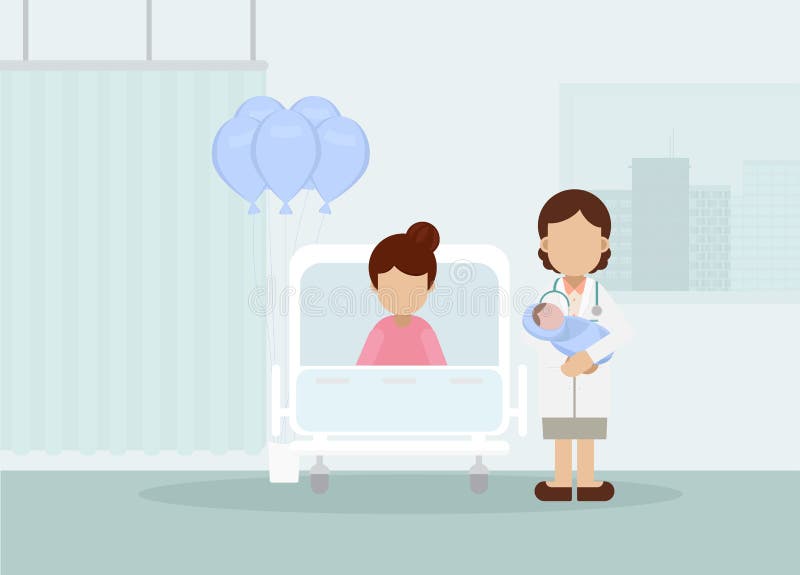 Maternity Ward With Newborn Baby Stock Vector - Illustration of ...