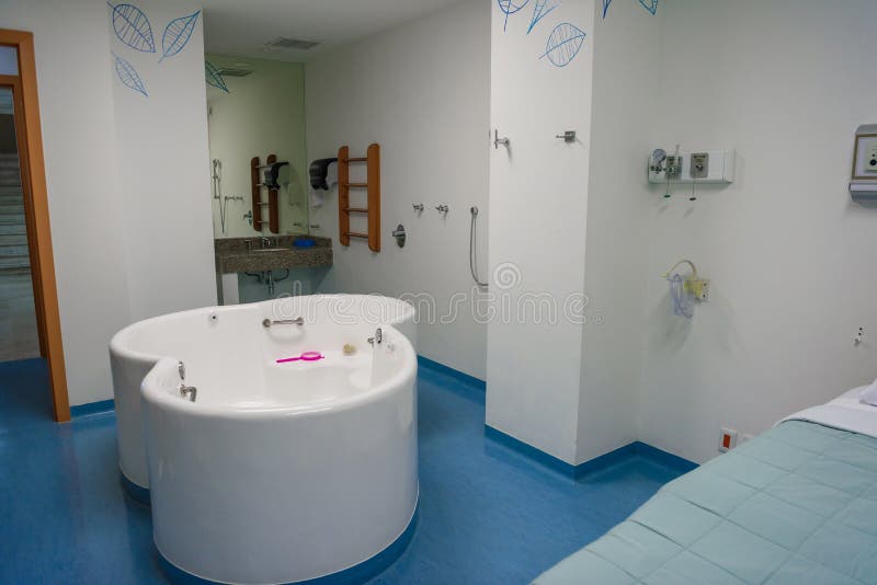 Maternity Ward in a Hospital with a Bath for Birth in Water Stock Image ...