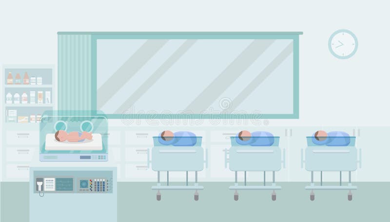 Maternity Ward with Newborn Baby Stock Vector - Illustration of ...