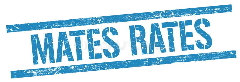 MATES RATES Text on Blue Grungy Rectangle Stamp Stock Illustration ...