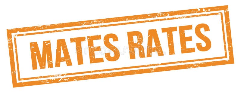 MATES RATES Text on Orange Grungy Vintage Stamp Stock Illustration ...
