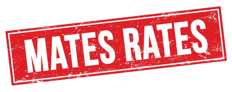 MATES RATES Text on Red Grungy Rectangle Stamp Stock Illustration ...
