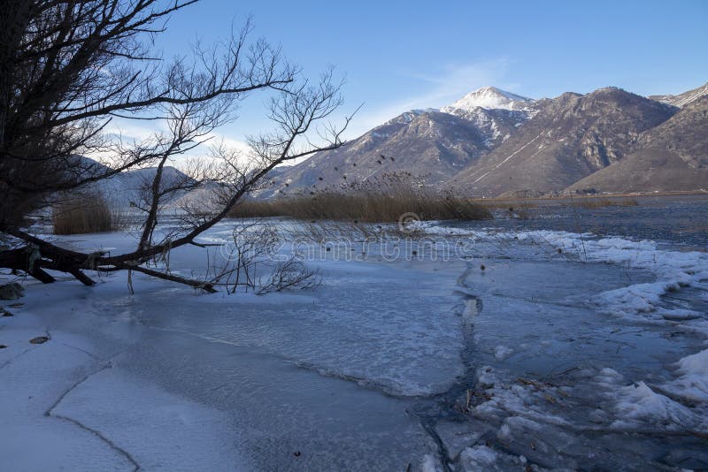 Iced lake stock photo. Image of season, outdoor, beautiful - 257122912