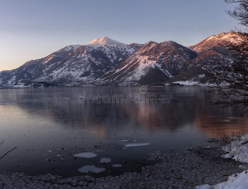 Iced lake stock image. Image of snow, nature, reflection - 253463381