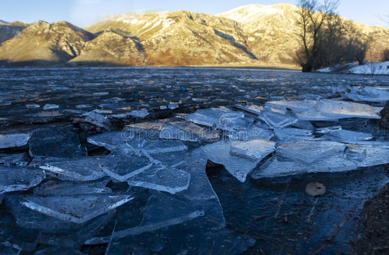 Iced lake stock image. Image of cold, molise, altitude - 254073007