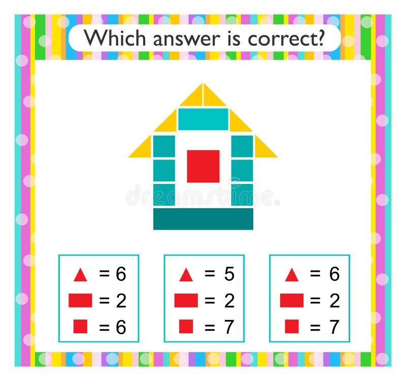Math Activity for Children. Find the Correct Answer Stock Vector ...