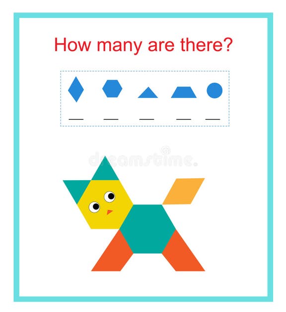 Math Activity for Children. How Many Geometric Shapes? Developing ...