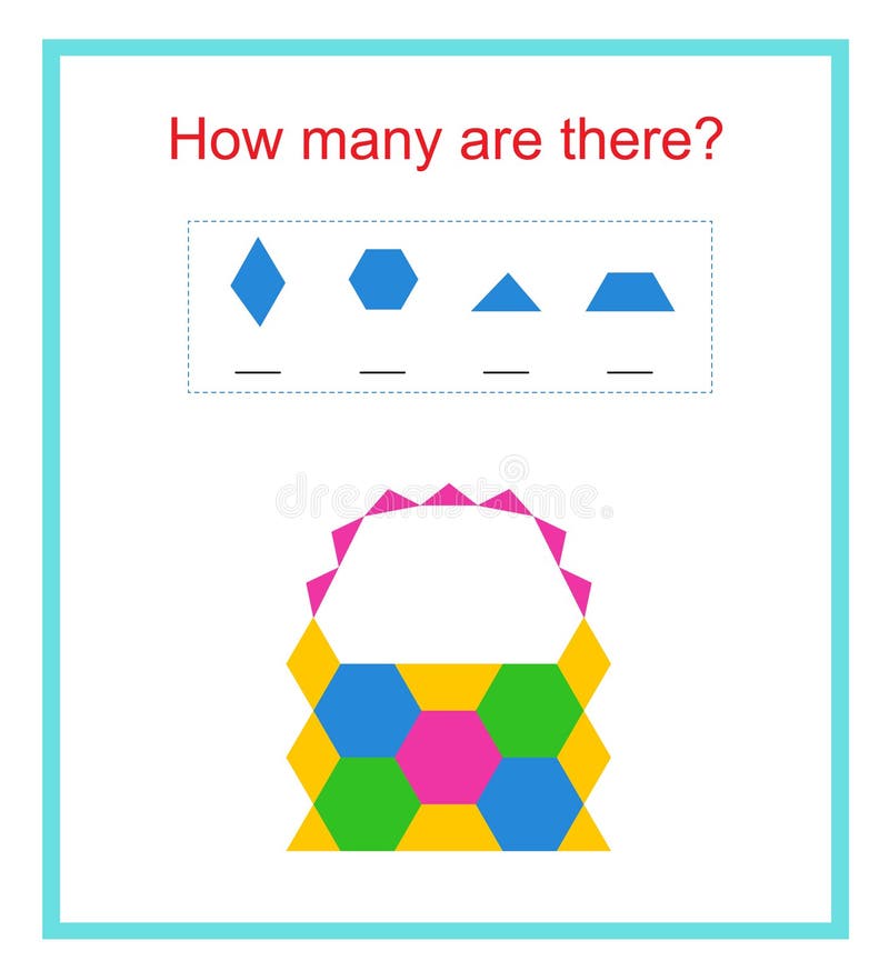 Math Activity for Children. How Many Geometric Shapes? Developing ...