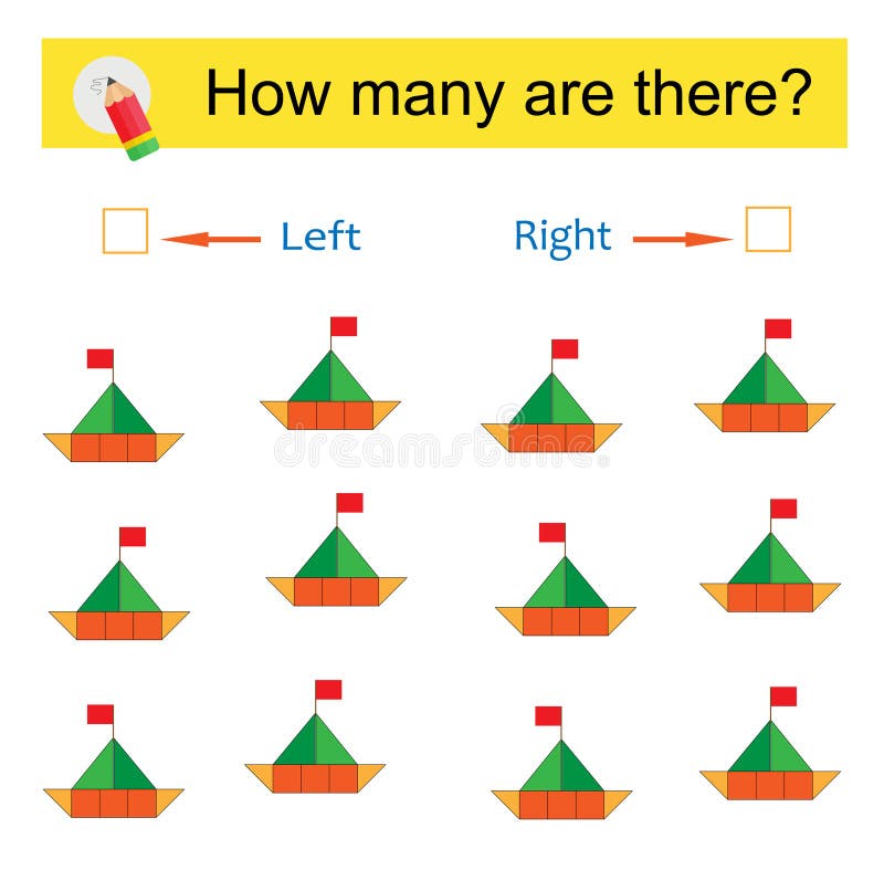 Math Activity for Kids. Cartoon Boat Stock Vector - Illustration of ...