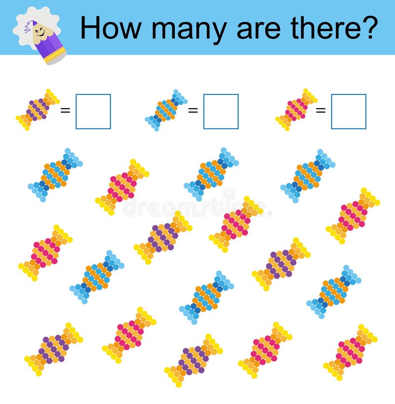 Math Activity for Children. Developing Numeracy Skills. Cartoon Candy ...