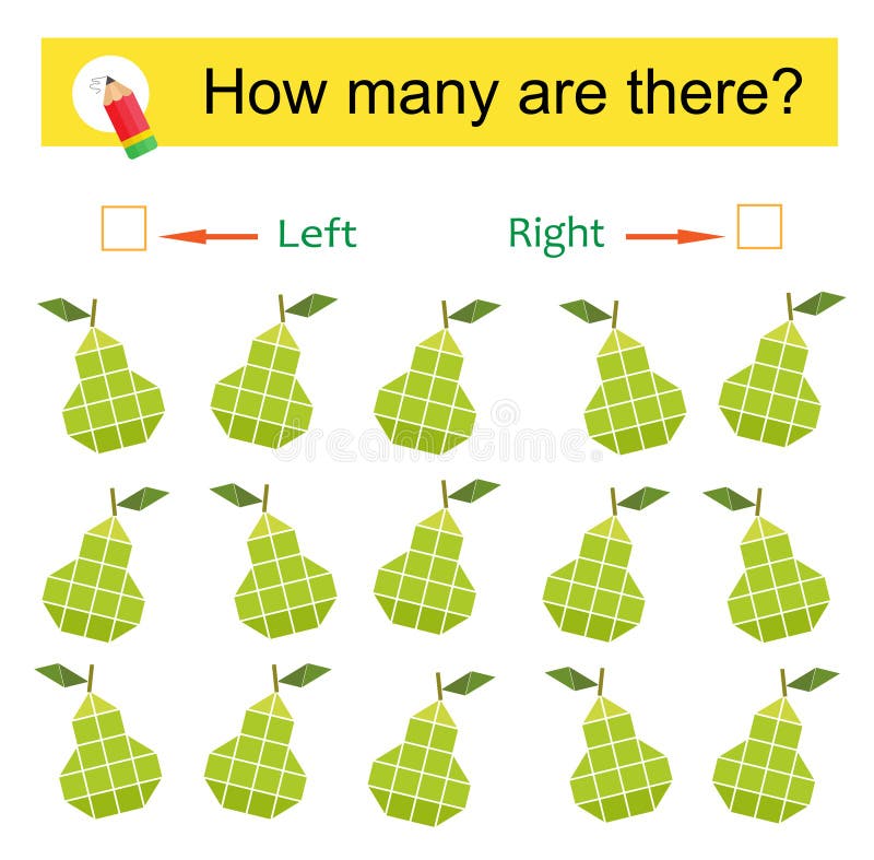 Math Activity for Kids. Cartoon Pear Stock Vector - Illustration of ...