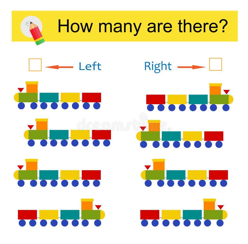 Math Activity for Kids. Cartoon Train Stock Illustration - Illustration ...