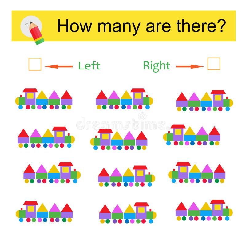 Math Game for Kids. Kids Activity Page. Cartoon Train Stock ...