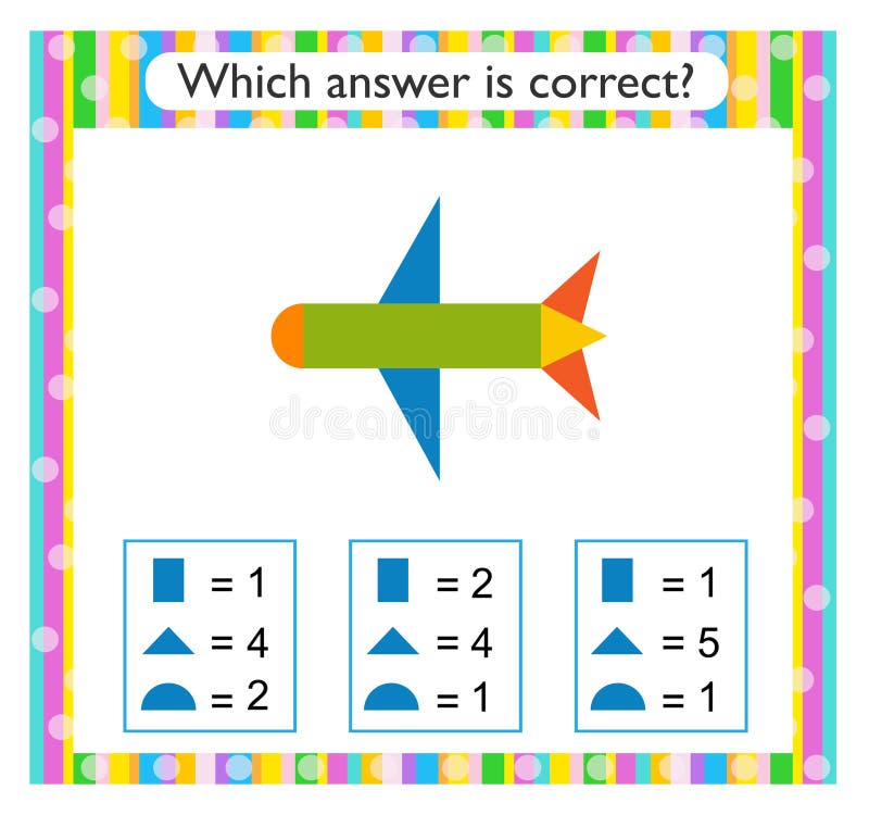 Math Activity for Kids. Find the Correct Answer Stock Vector ...