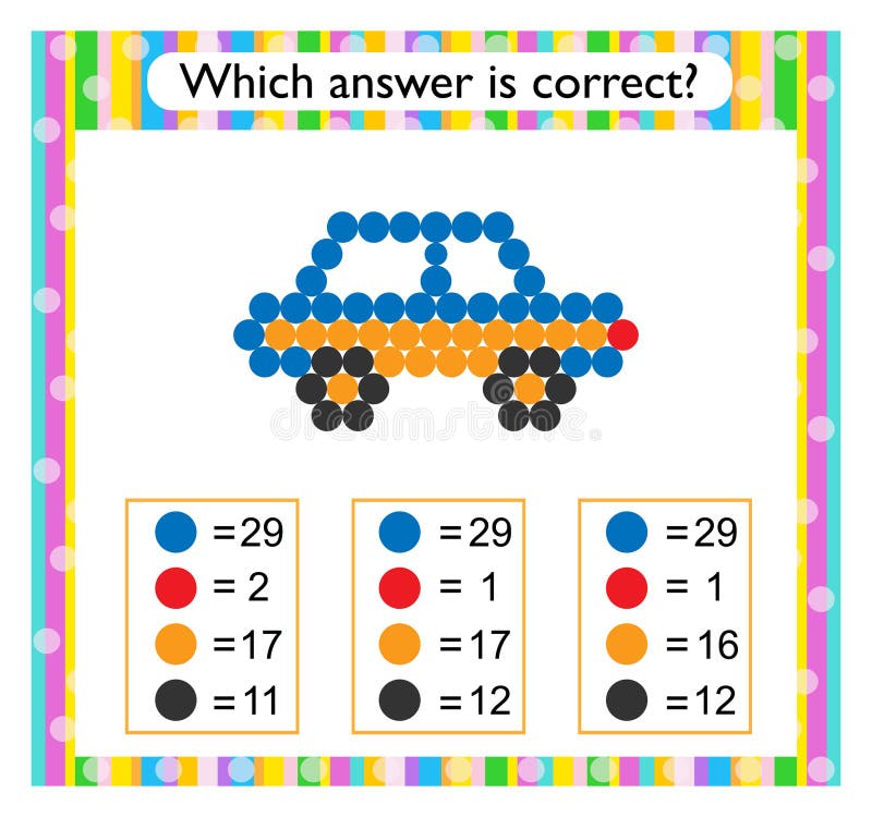 Math Activity for Kids. Find the Correct Answer Stock Vector ...