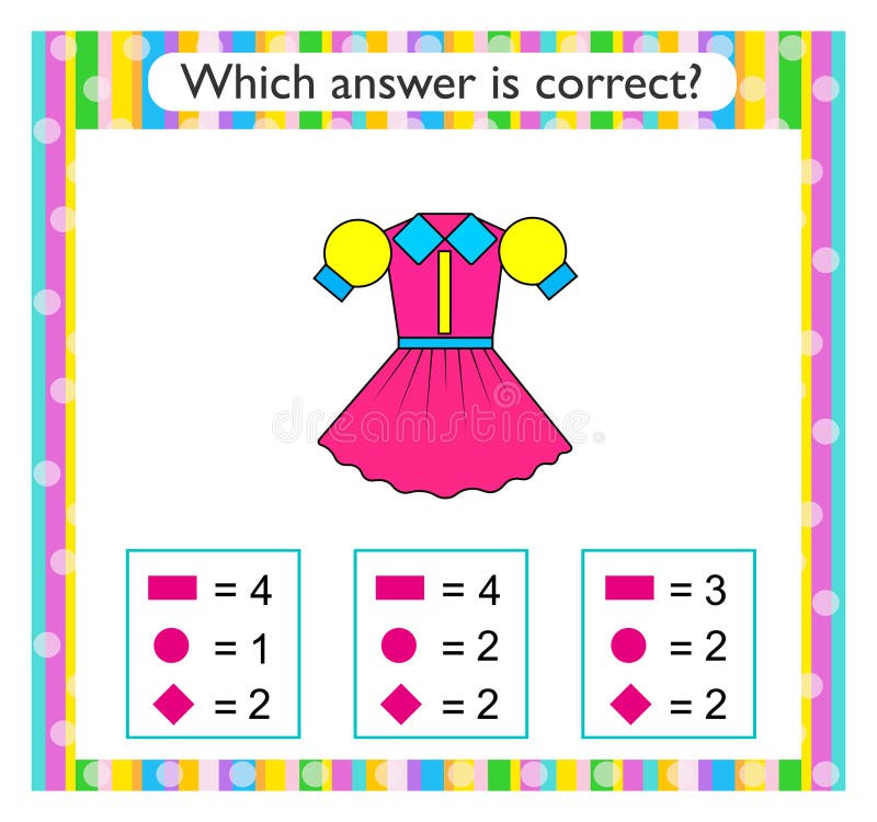 Math Activity for Kids. Find the Correct Answer Stock Vector ...