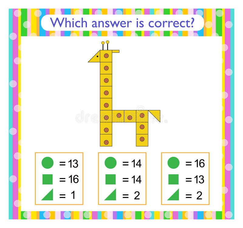 Math Activity for Kids. Find the Correct Answer Stock Vector ...