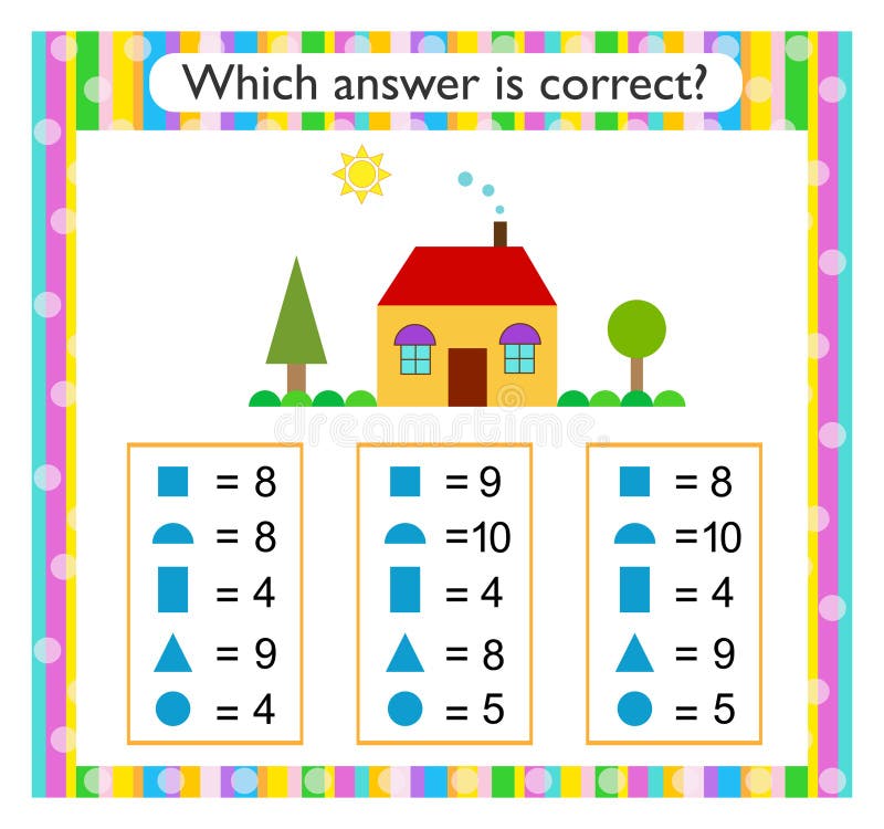 Math Activity for Kids. Find the Correct Answer Stock Vector ...