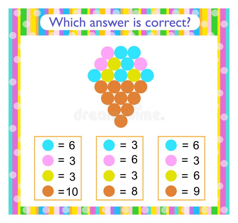 Math Activity for Kids. Find the Correct Answer. Cartoon Ice Cream ...