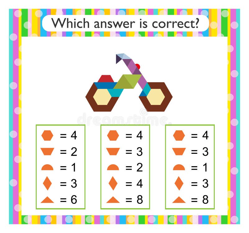 Math Activity for Kids. Find the Correct Answer Stock Vector ...